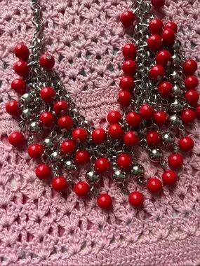 paparazzi | Jewelry | Paparazzi Red Beaded Cascade Necklace | Poshmark